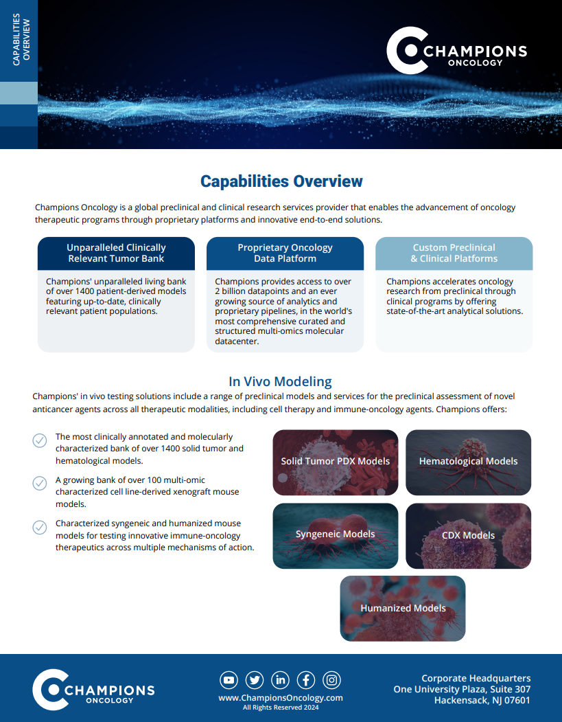 In Vivo Preclinical Mouse Models | Champions Oncology